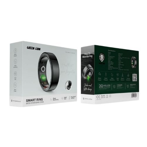 Green Lion Smart Ring With Charging Case – Sleep Monitoring, Heart Rate ...